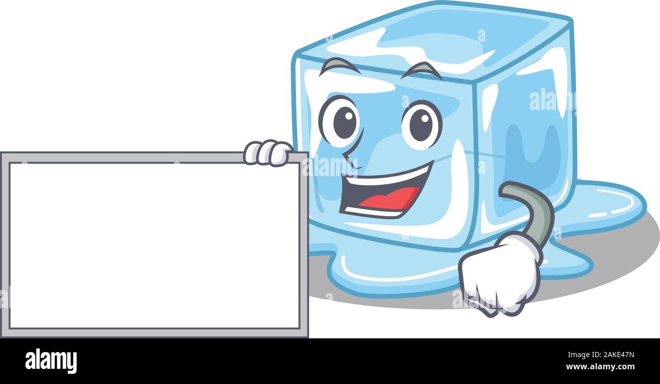 Funny ice cube cartoon character design style with board Stock Vector ...