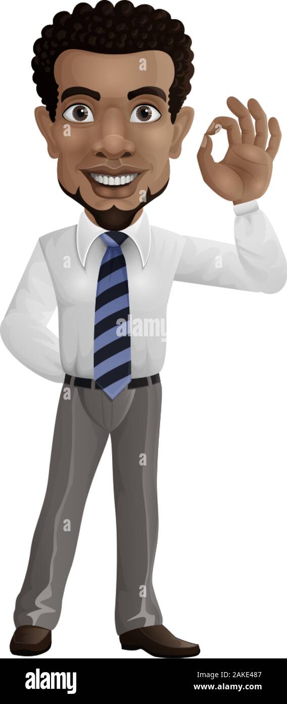 Cartoon businessman showing OKAY/OK sign Stock Vector Image & Art - Alamy