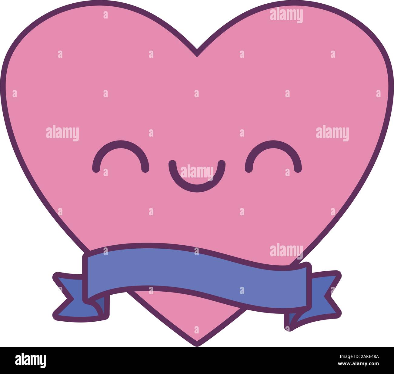 Female heart cartoon with ribbon design of love passion romantic ...