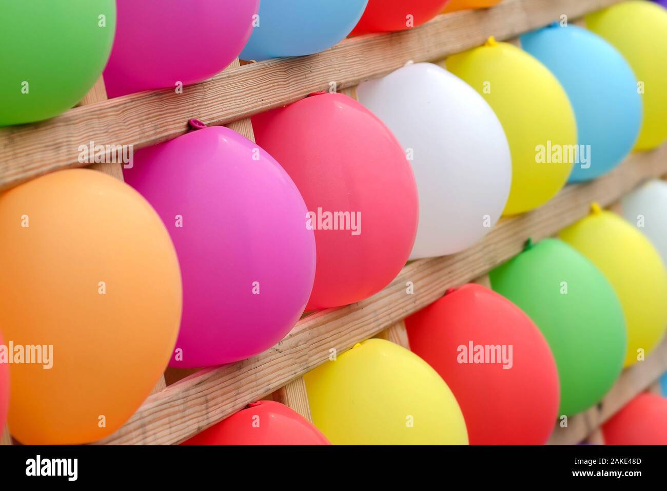 Colorful balloons as targets. The photo was taken in the children's ...