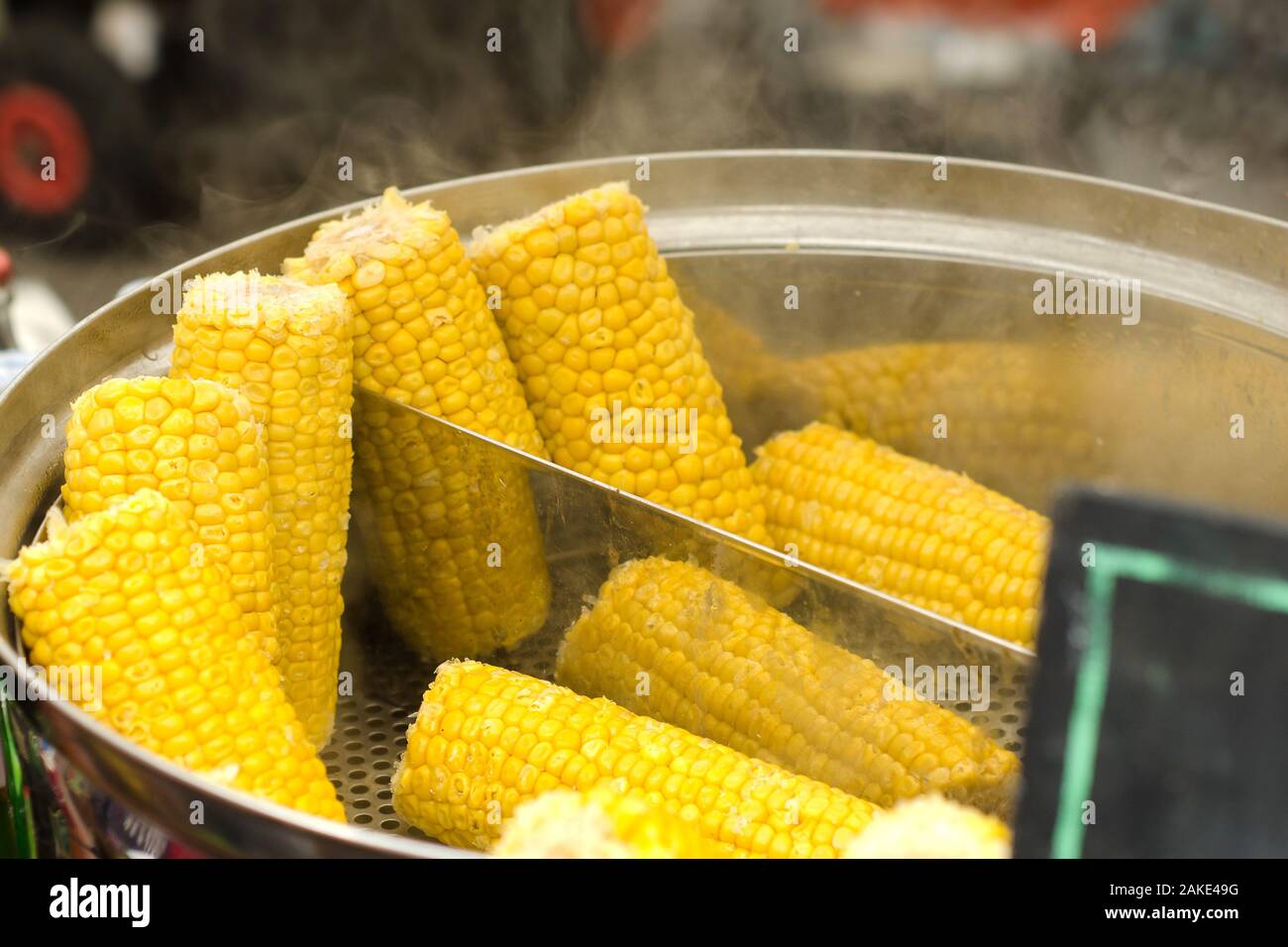 Organic boiled Corn. Background, texture of Organic Corn cooked in the ...