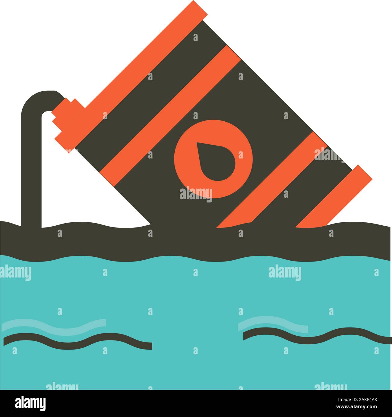 Industrial barrel and sea design, Pollution factory environment dirty ...
