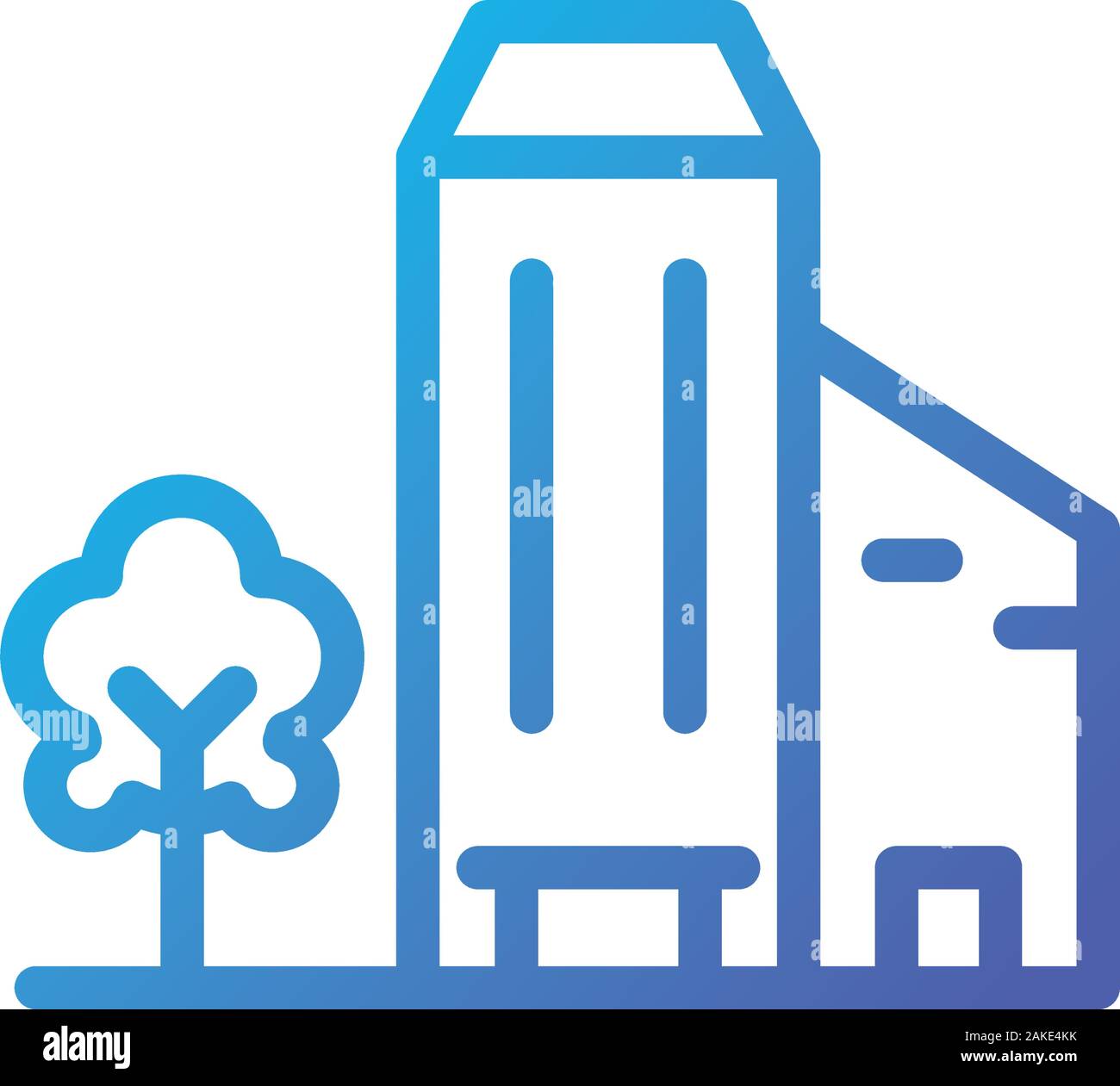 Building and tree design, City architecture urban modern downtown ...