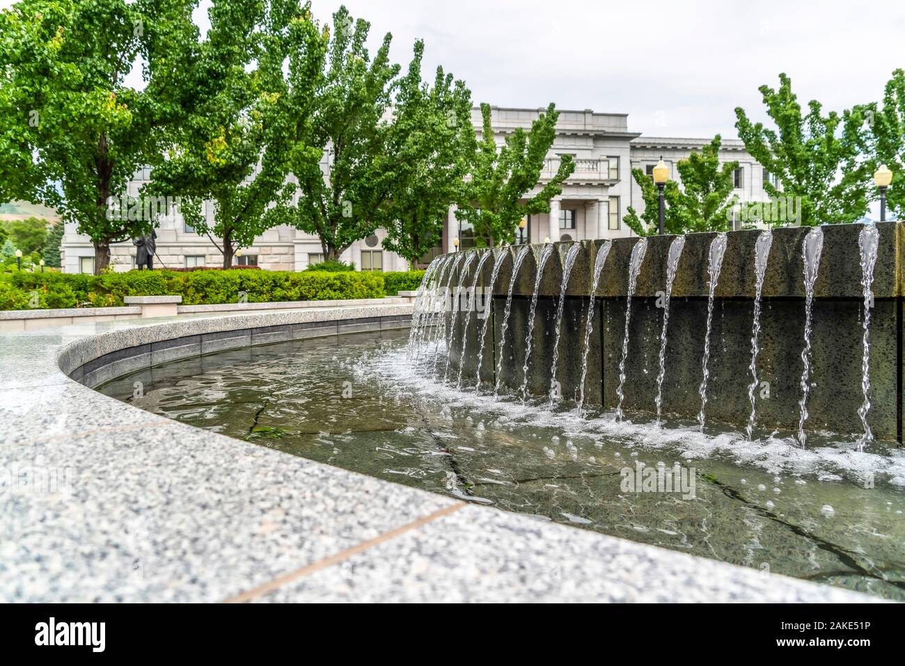 Water fountain with clear trickling water at Utah State Capitol ...