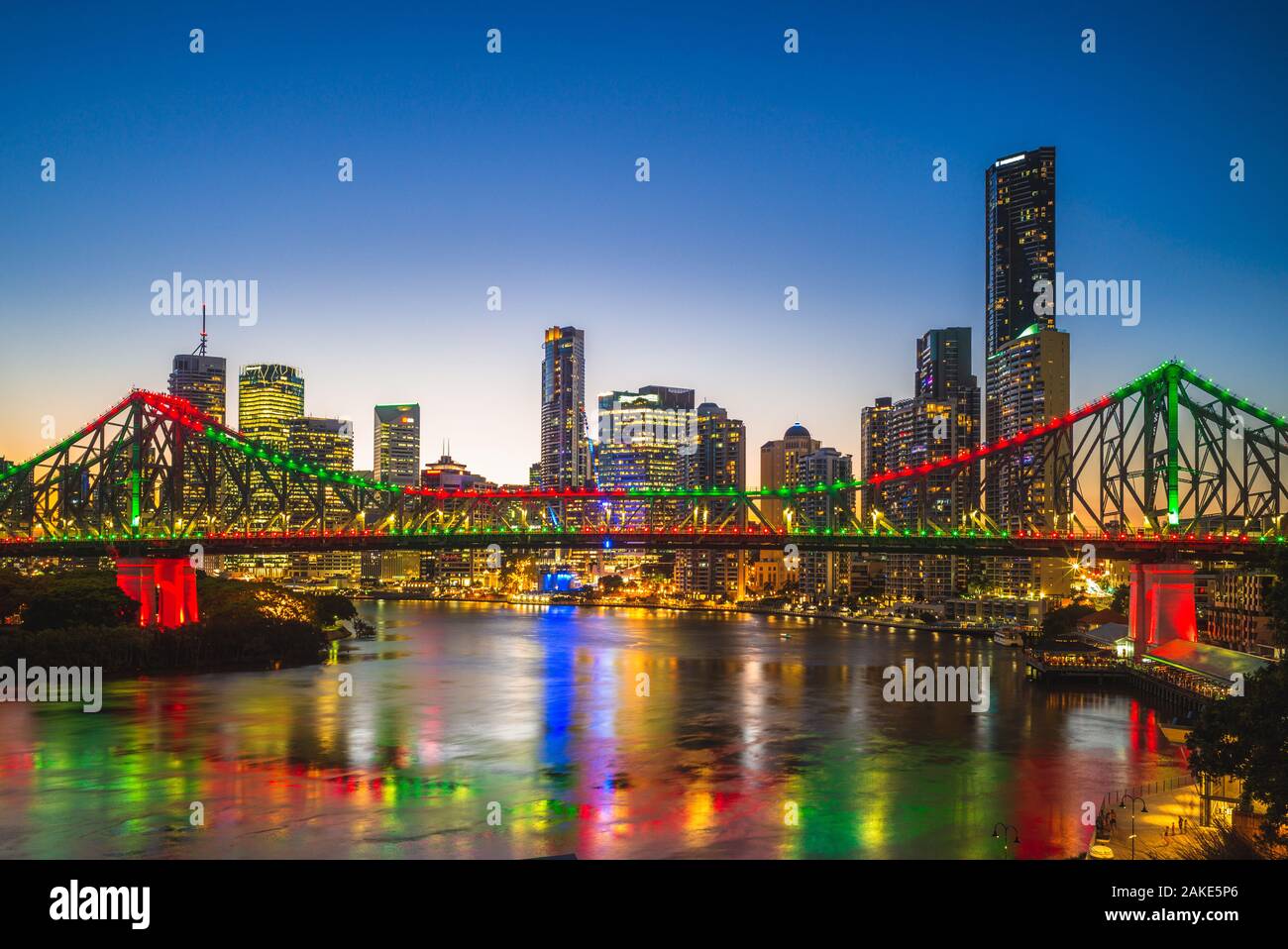 brisbane with story bridge in australia at night Stock Photo - Alamy
