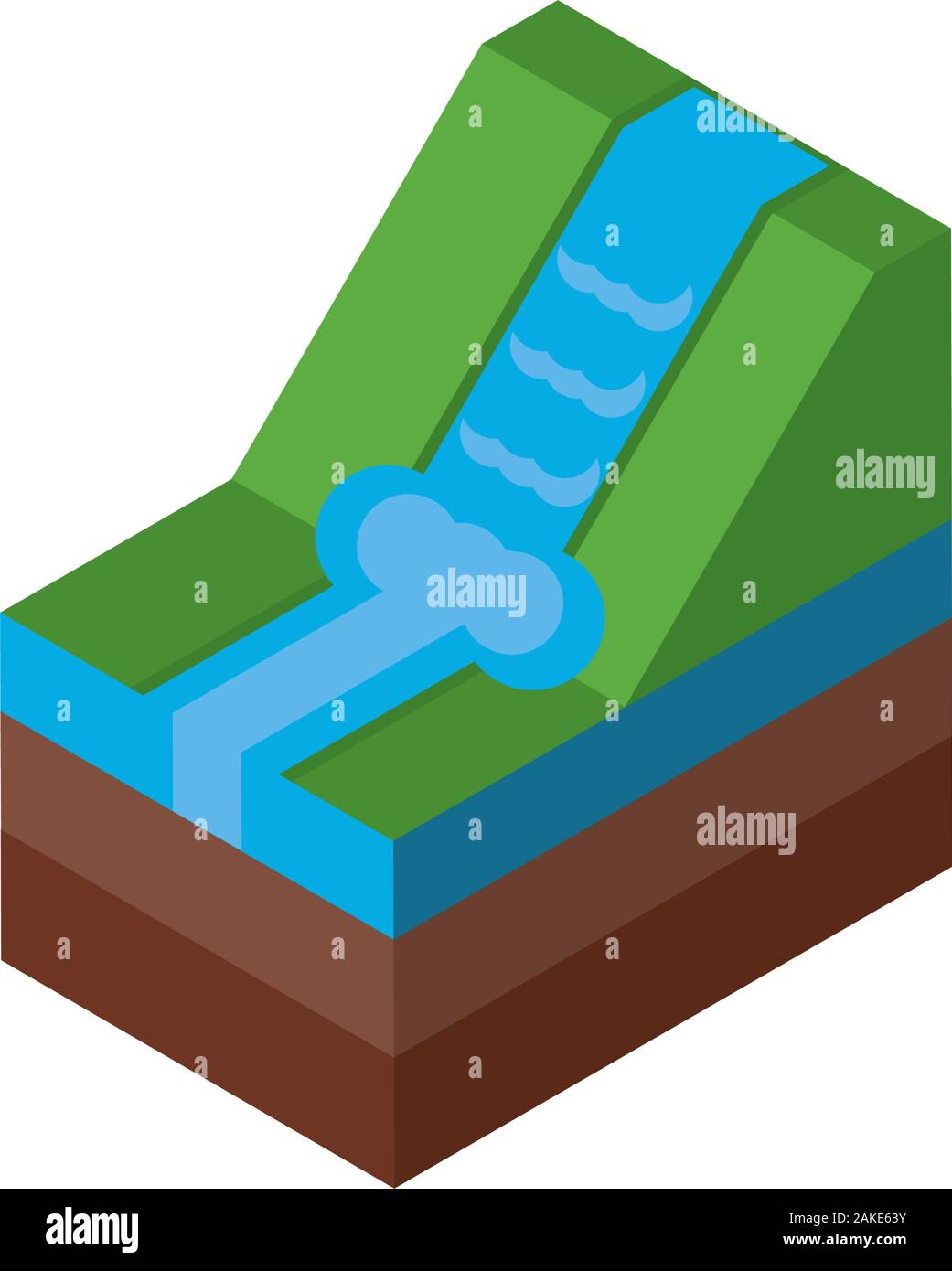 Isometric waterfall design, Nature element earth eco ecology ...