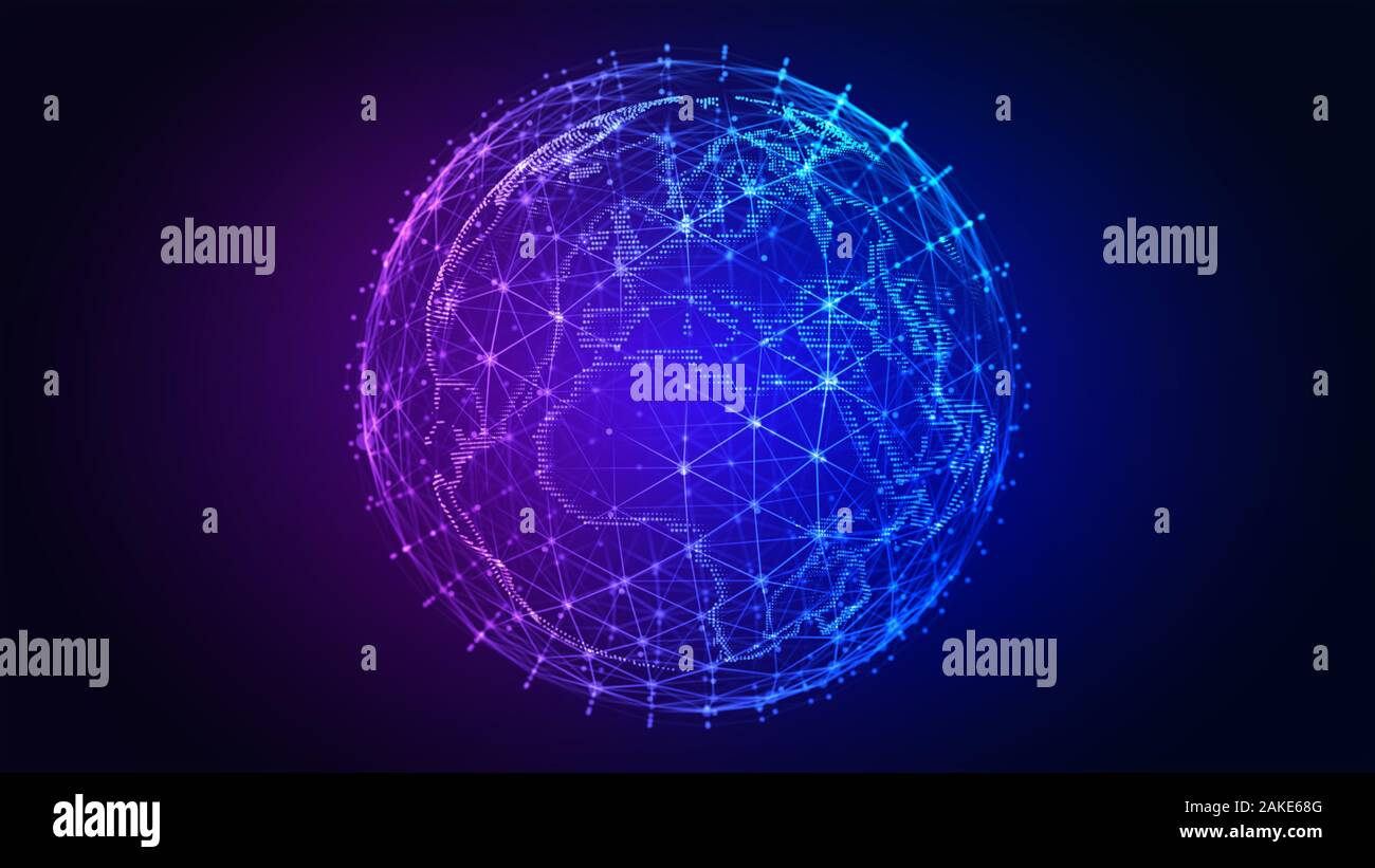 Connection lines Around Earth Globe. Background with Light Effect ...