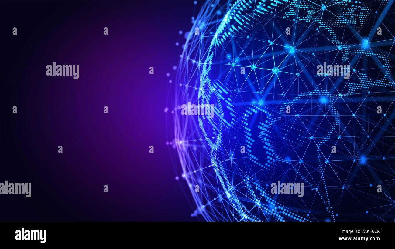 Connection lines Around Earth Globe. Background with Light Effect ...