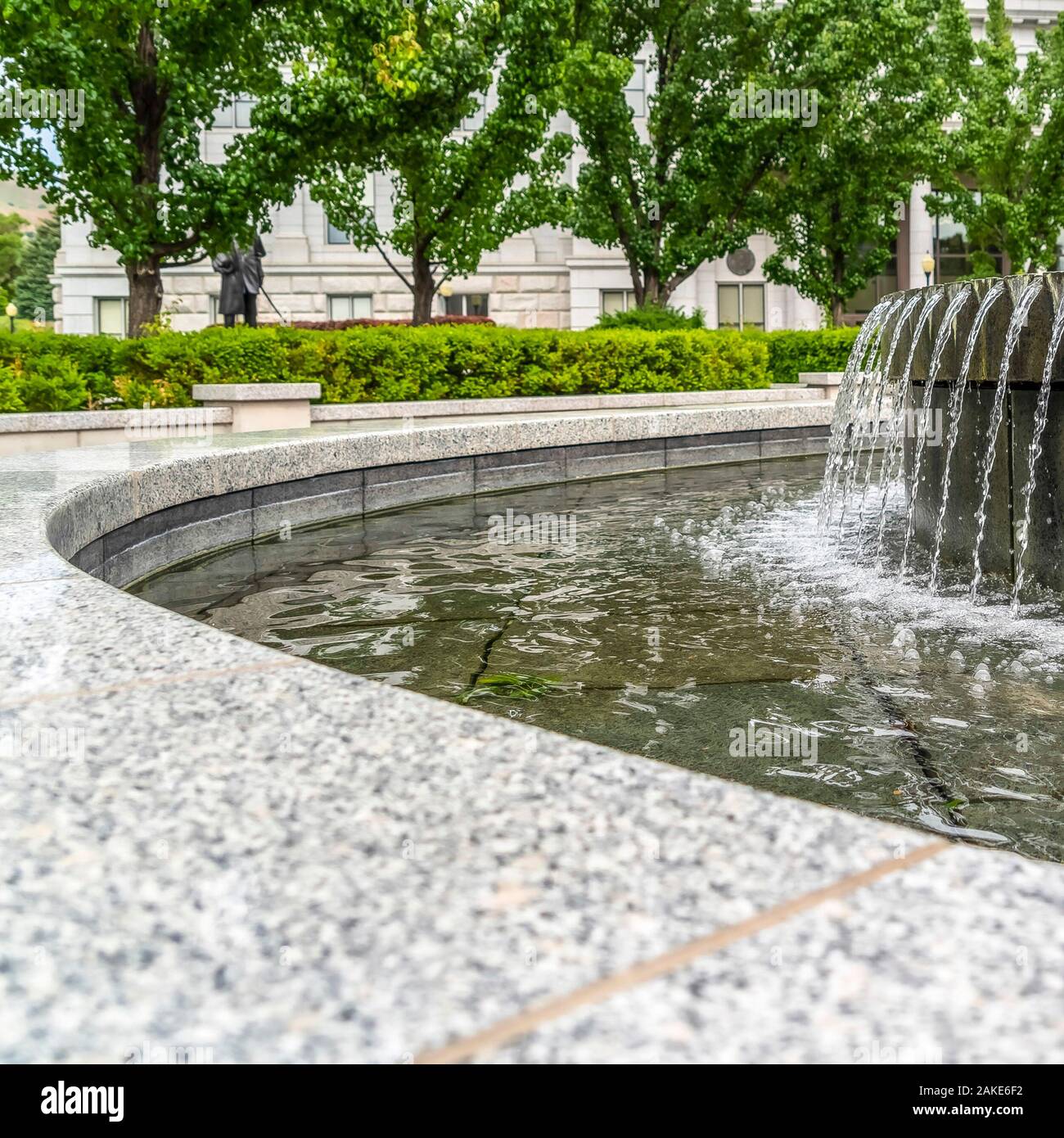 Square frame Water fountain with clear trickling water at Utah State ...
