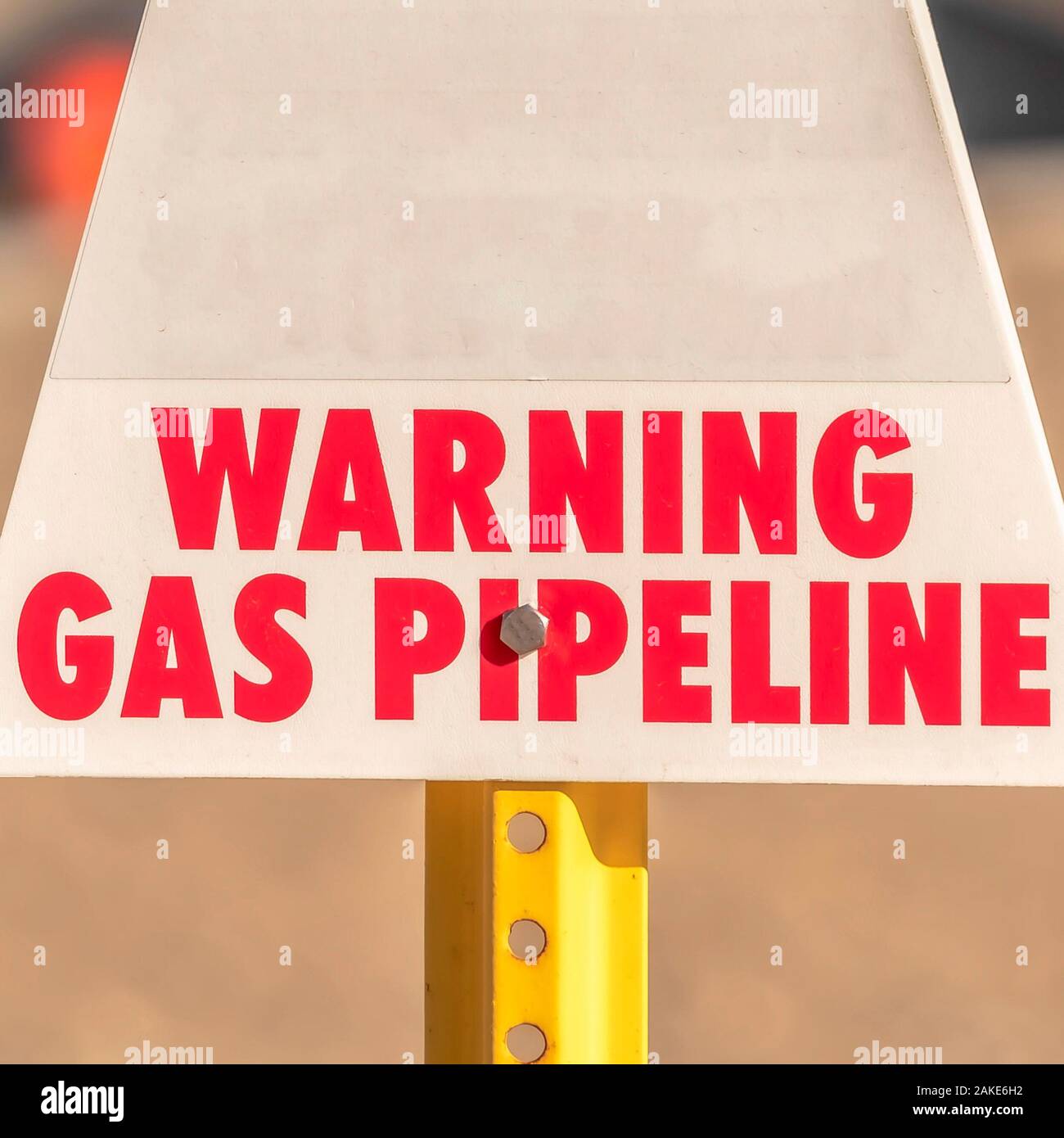 Square Utility warning sign used to identify and mark underground gas ...