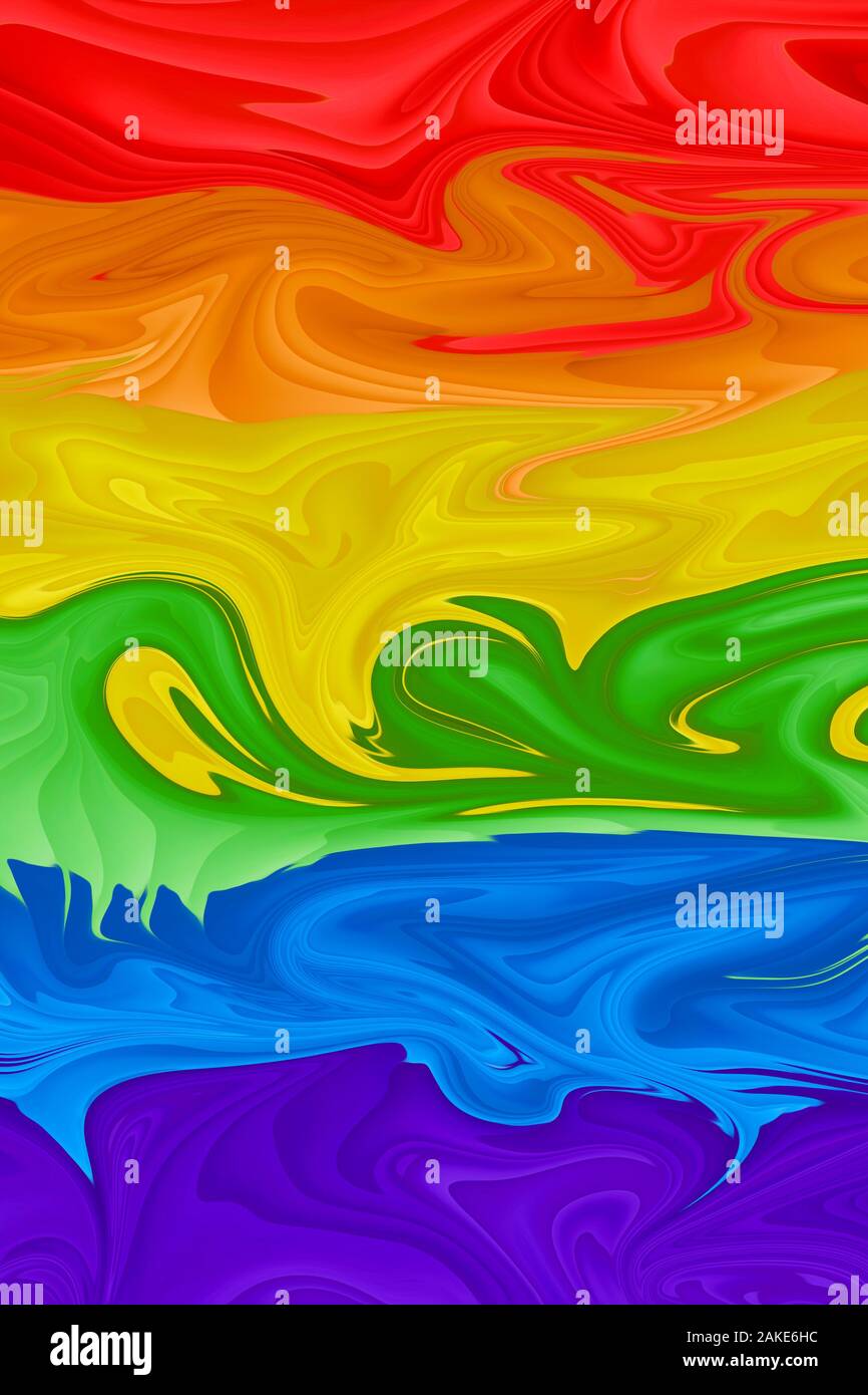 Motion blurred picture of a gay rainbow flag during pride parade ...