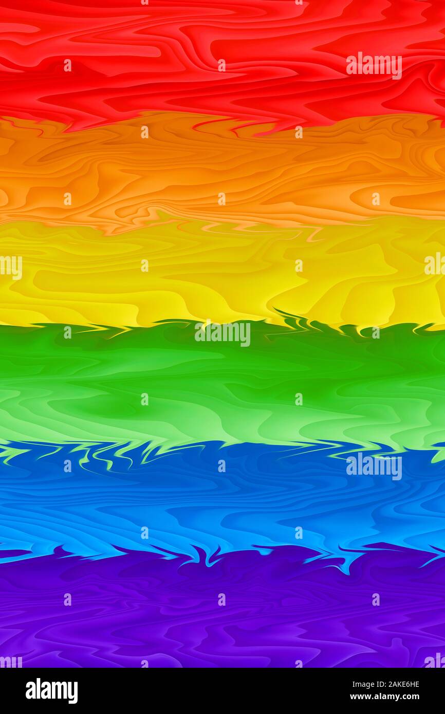 Motion blurred picture of a gay rainbow flag during pride parade ...