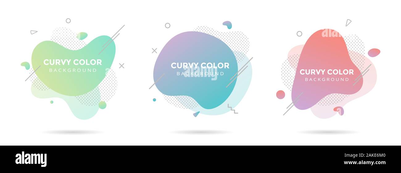 3 Modern liquid abstract element graphic gradient flat style design ...