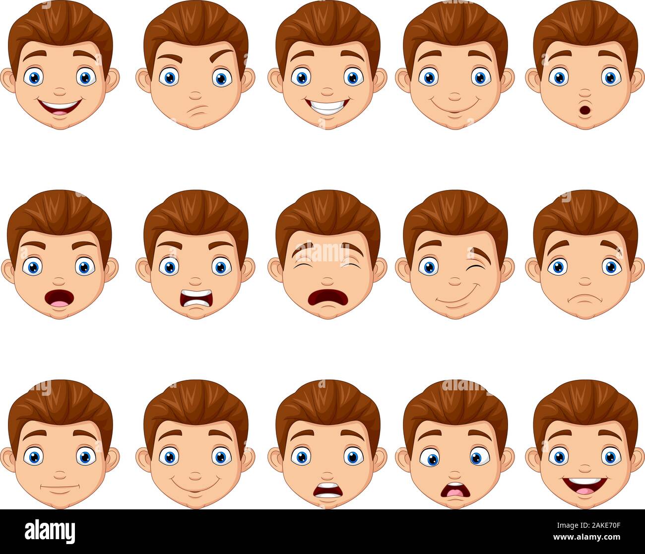 Set of cartoon children head with different face expressions Stock ... Set of cartoon children head with different face expressions Stock ...