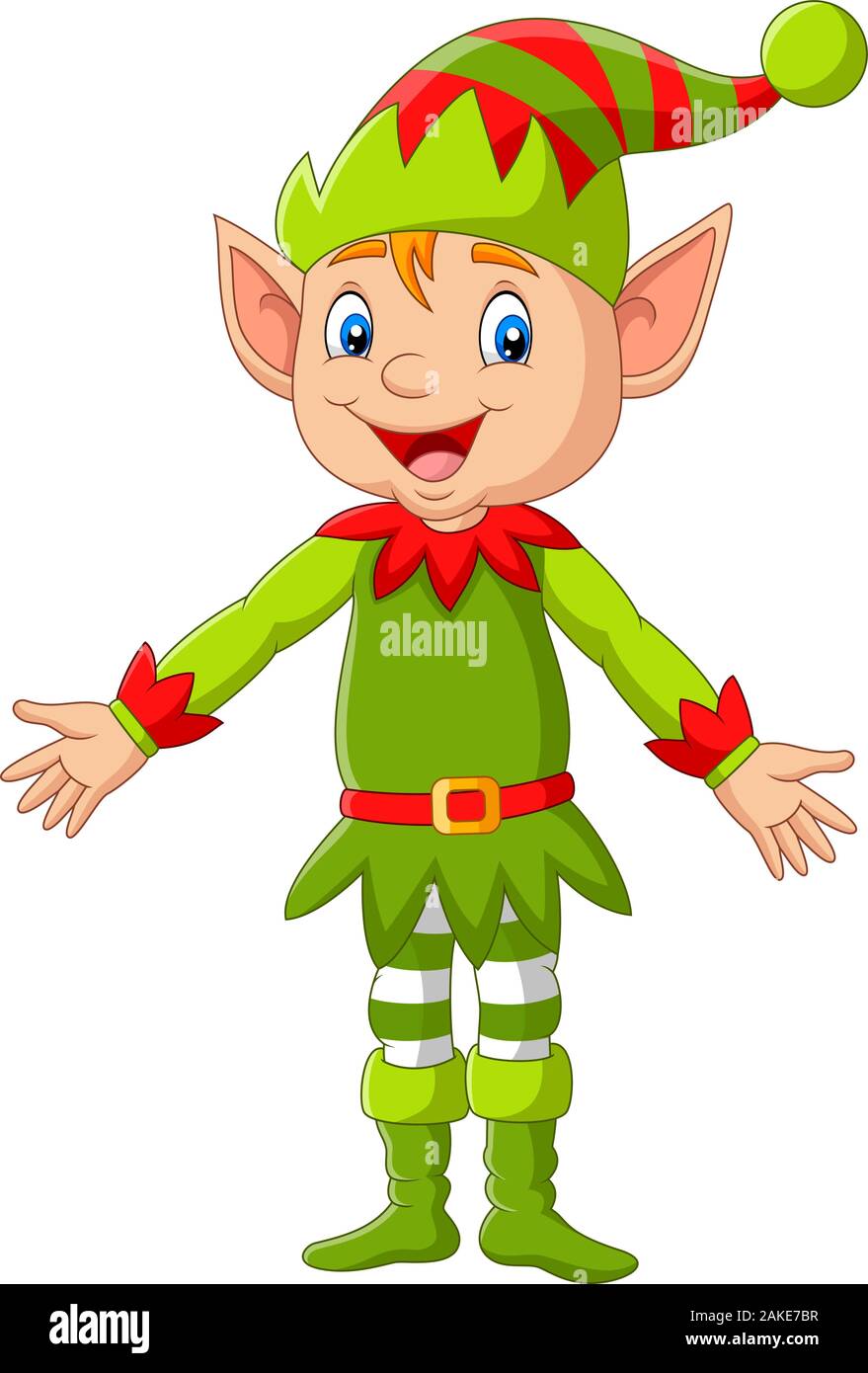 Cartoon happy christmas elf presenting Stock Vector Image & Art - Alamy