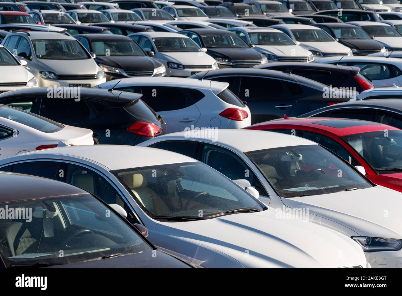 Cars in a rows. Used car sales Stock Photo - Alamy