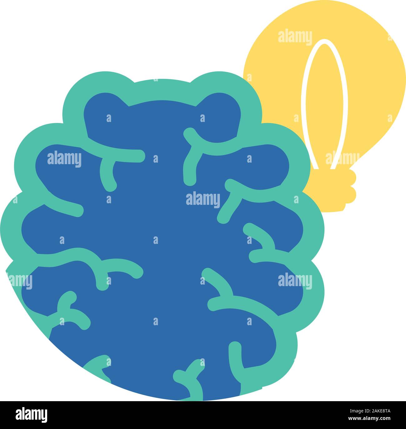 Human brain with light bulb design, Organ mind science intelligence ...