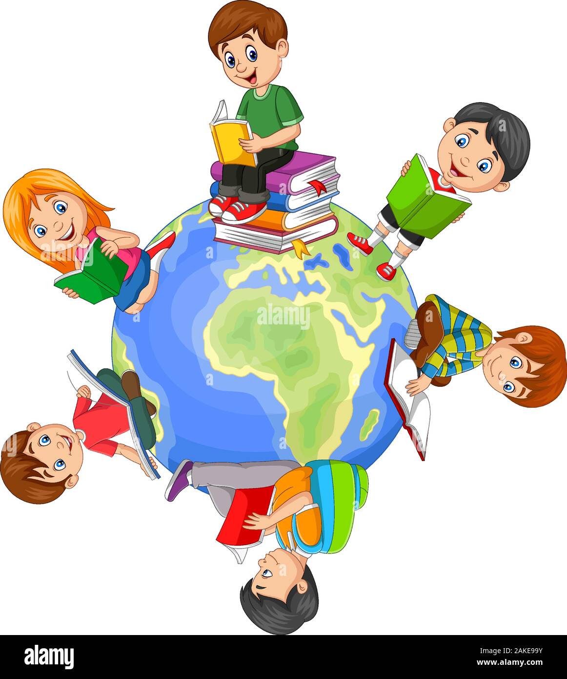 Children reading book around the world Stock Vector Image & Art - Alamy