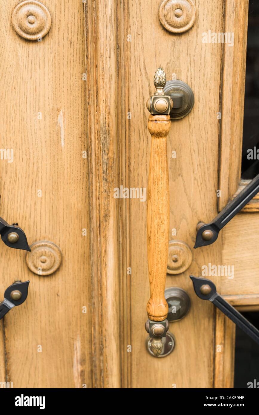 Antique vintage brown wooden door close up Stock Photo - Alamy