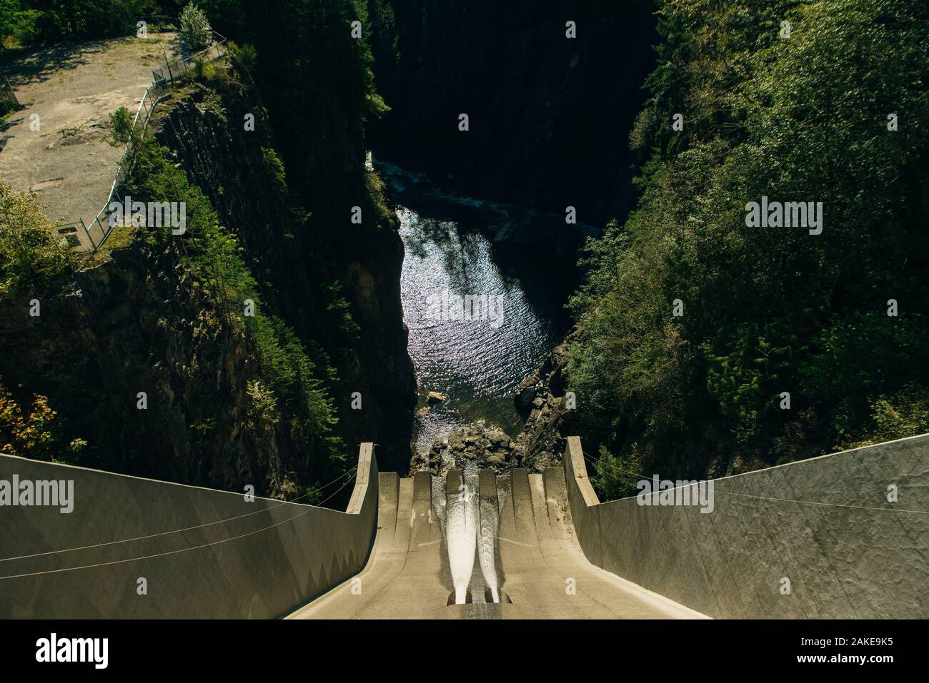 North Vancouver's Capilano Reservoir from Cleveland Dam at the north ...