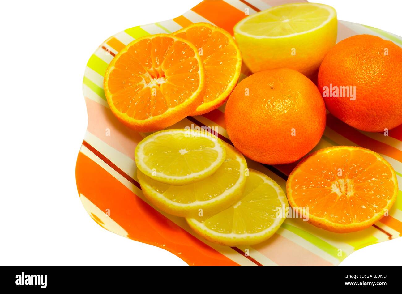 fresh lemon and orange isolated on white Stock Photo - Alamy