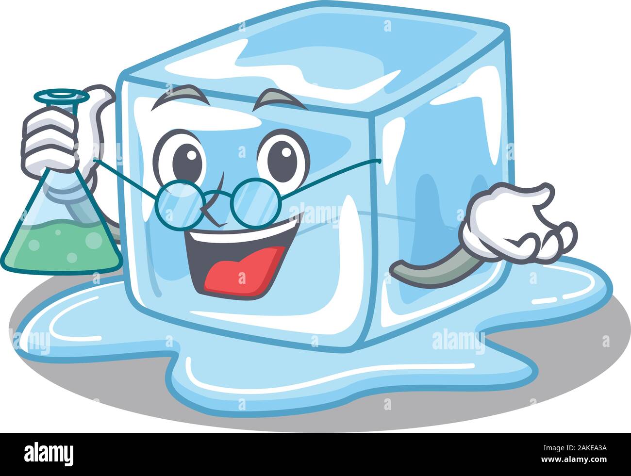 Smart Professor ice cube cartoon character with glass tube Stock Vector ...