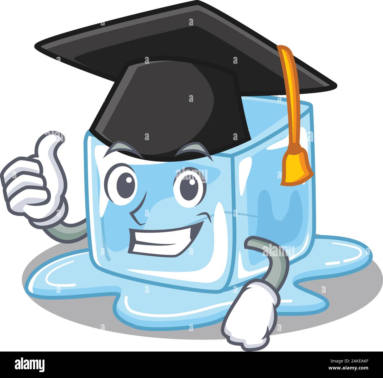 happy and proud of ice cube wearing a black Graduation hat Stock Vector ...