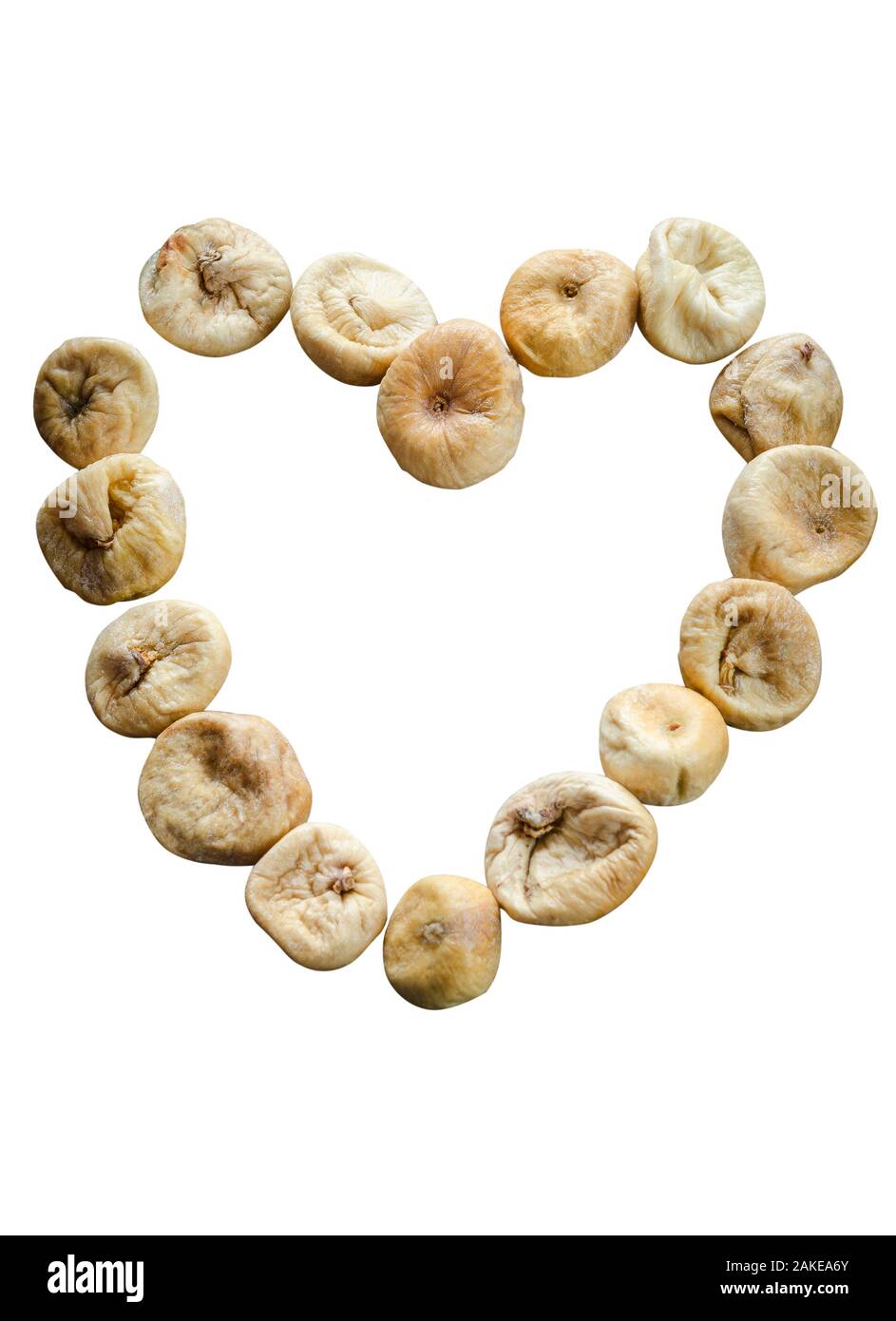 Dried figs in the form of heart isolated on white background Stock ...