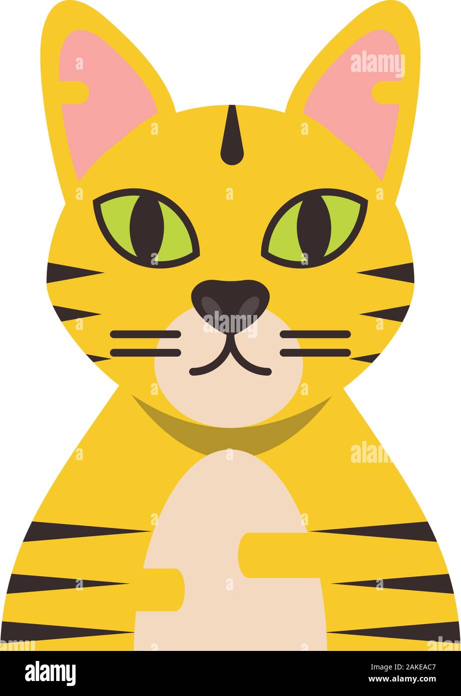 Cute yellow and striped cat cartoon design, Animal pet kitten domestic ...