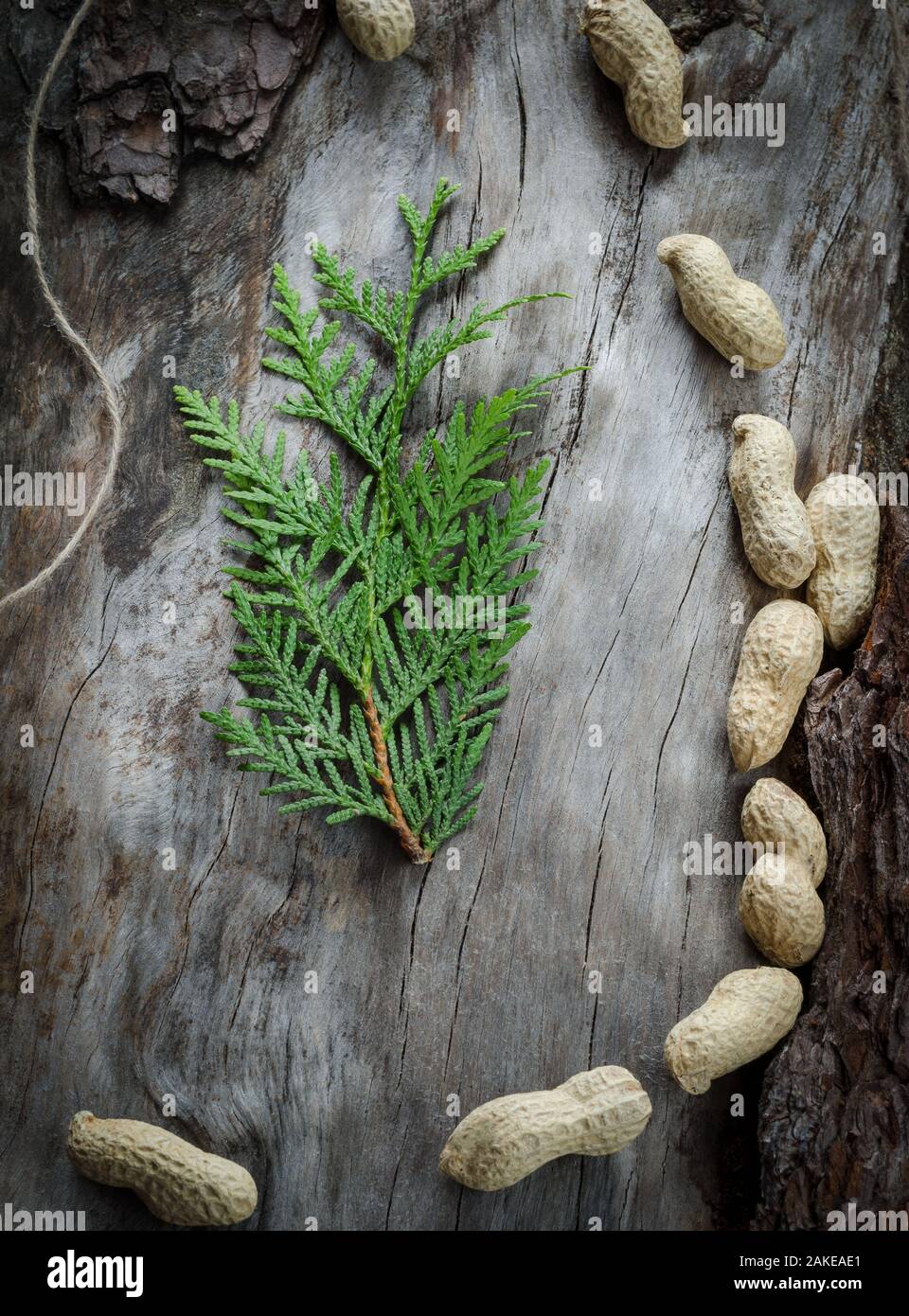 Raw peanuts scattered on aged wood. Background Stock Photo - Alamy