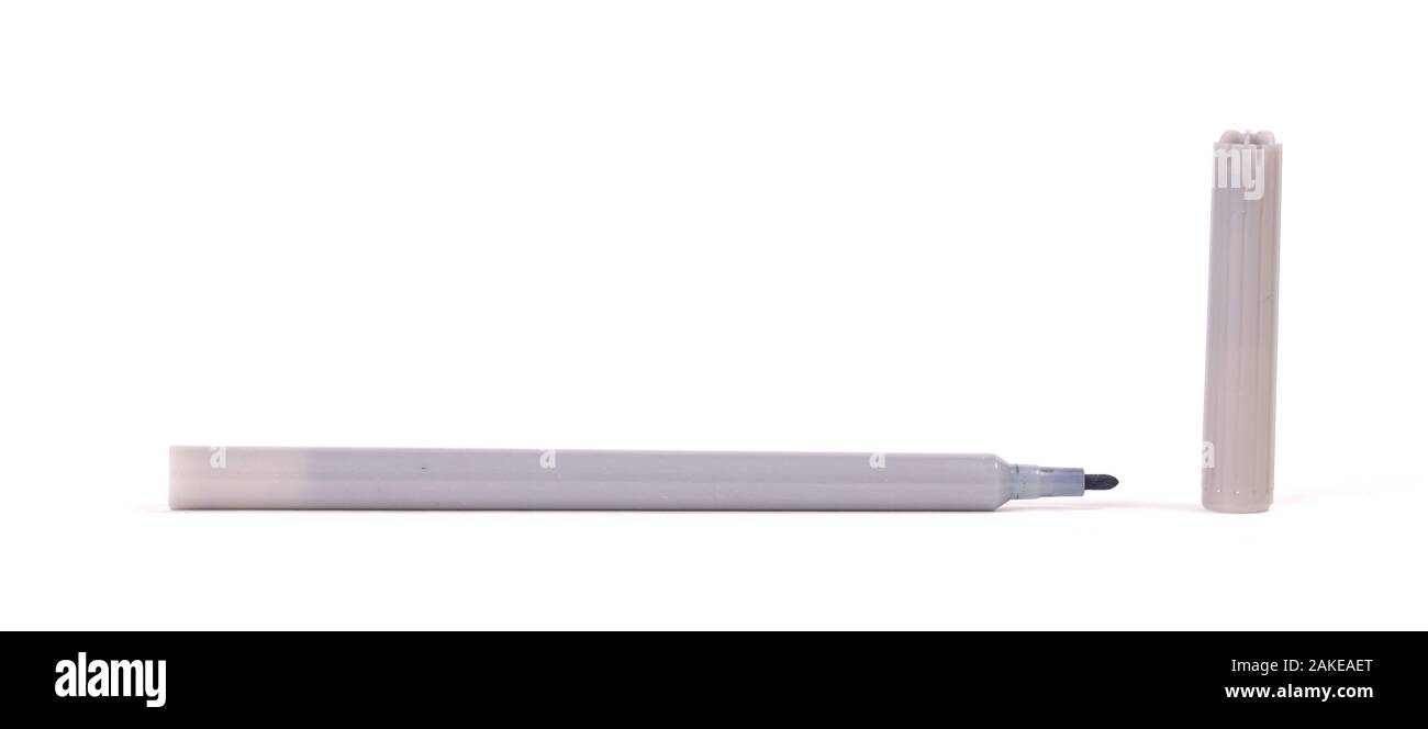 Grey felt-tip pen isolated on white background Stock Photo - Alamy