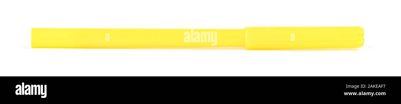 Yellow felt-tip pen isolated on white background Stock Photo - Alamy