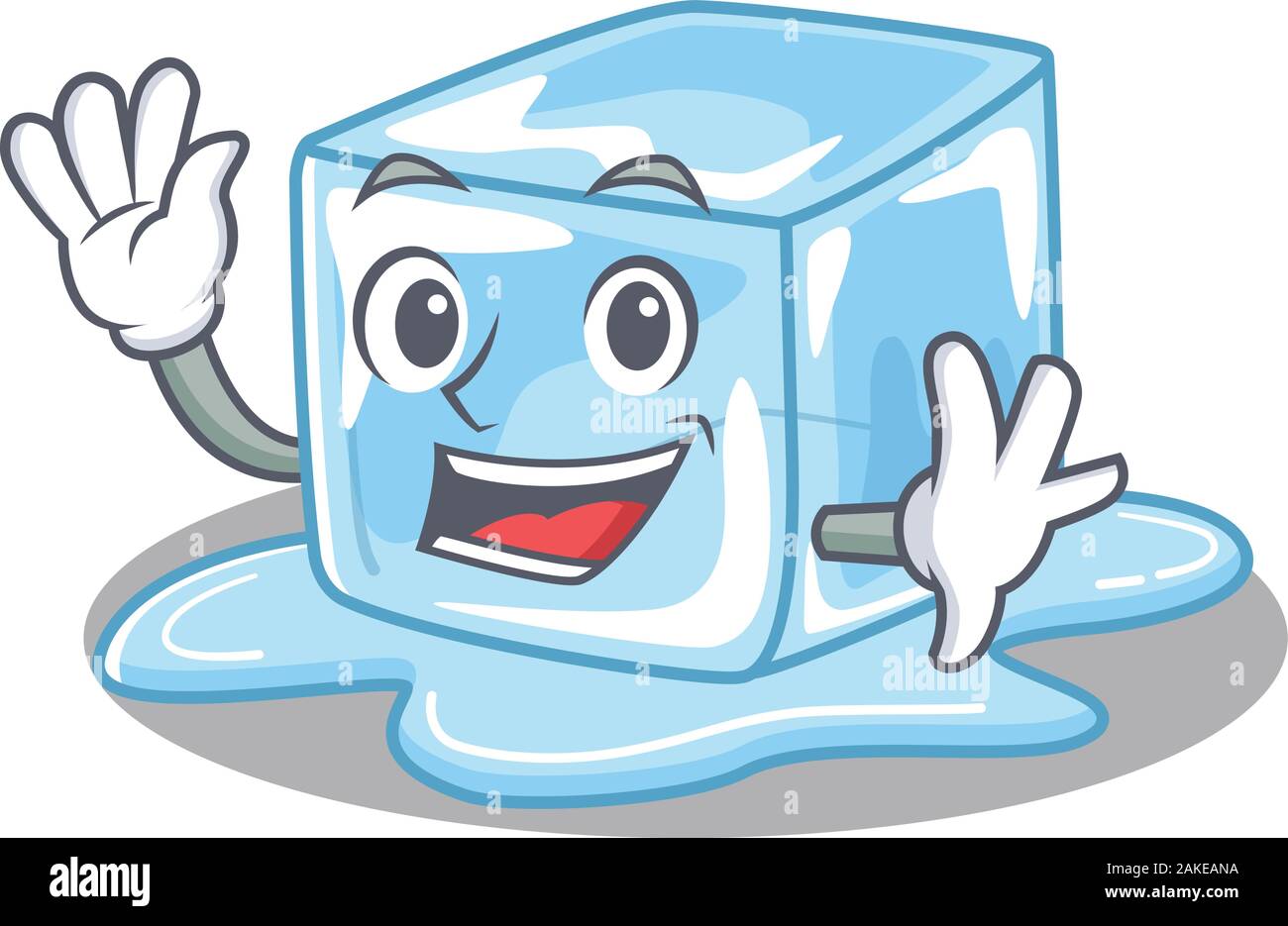 Waving friendly ice cube cartoon character design Stock Vector Image ...