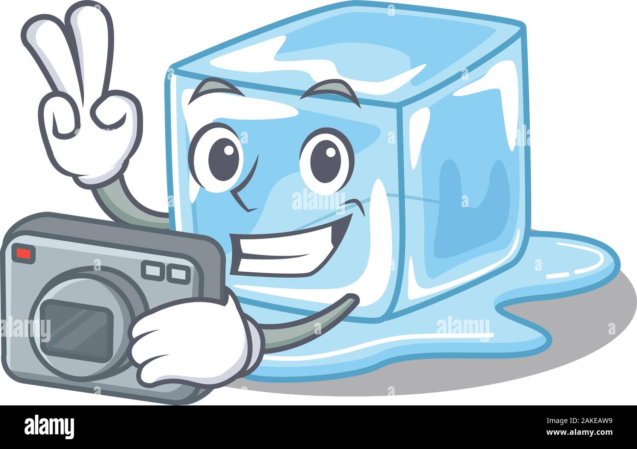 Cool Photographer ice cube character with a camera Stock Vector Image ...