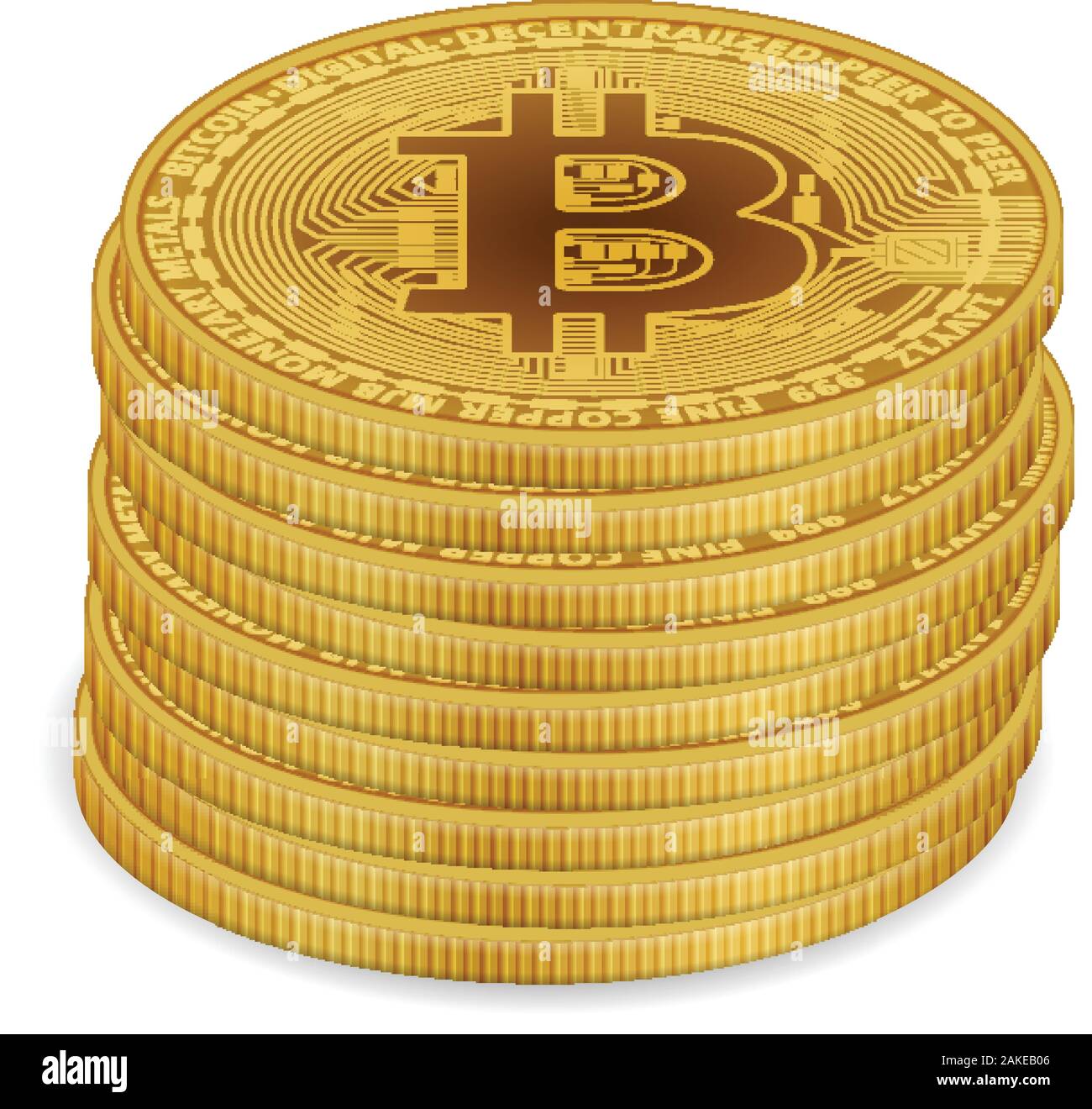 Bitcoin coins on a white background. Vector illustration Stock Vector ...