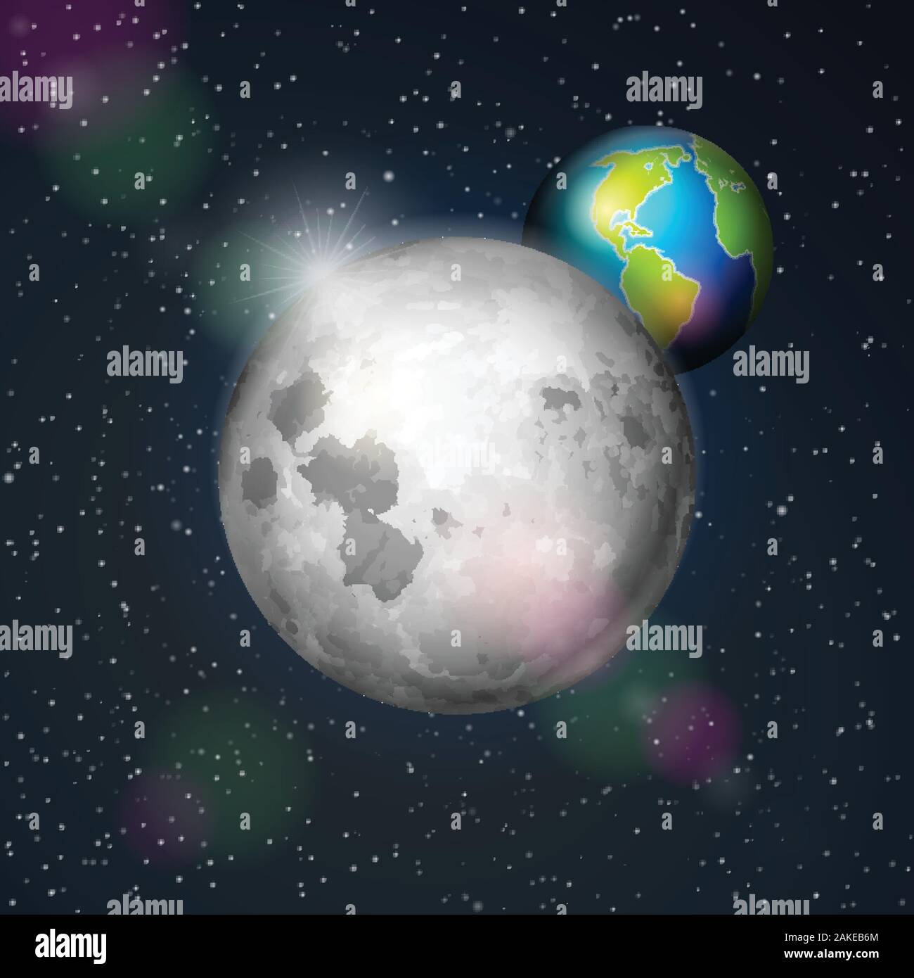 Abstract space background with earth and moon Stock Vector Image & Art ...