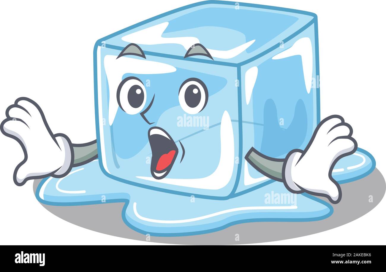 Ice cube cartoon character design on a surprised gesture Stock Vector ...