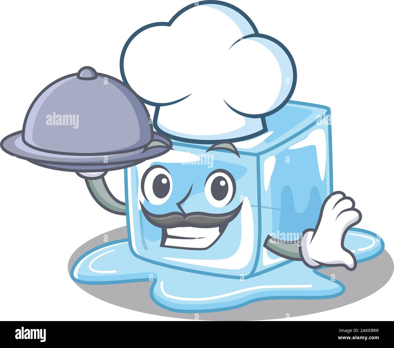 cartoon design of ice cube as a Chef having food on tray Stock Vector ...