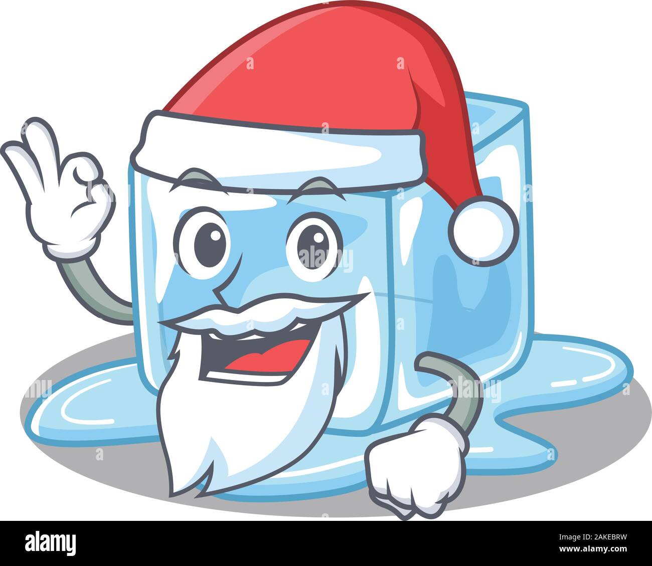 A picture of Santa ice cube mascot picture style with ok finger Stock ...