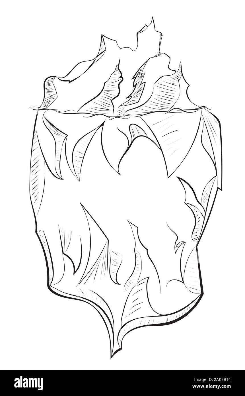 Line art design of a big iceberg in black and white illustration Stock ...