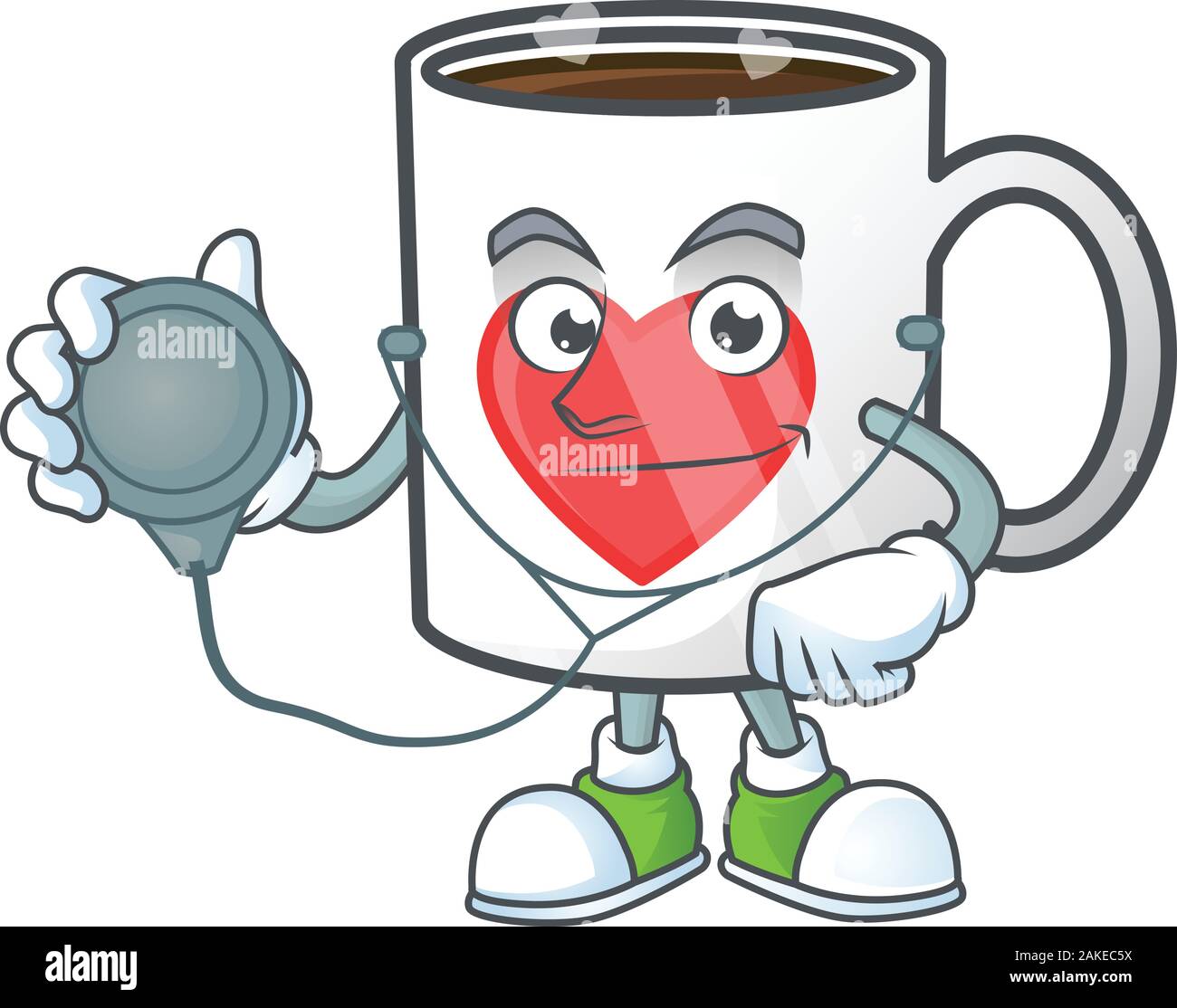 Cup coffee love cartoon character style in a Doctor costume with tools ...