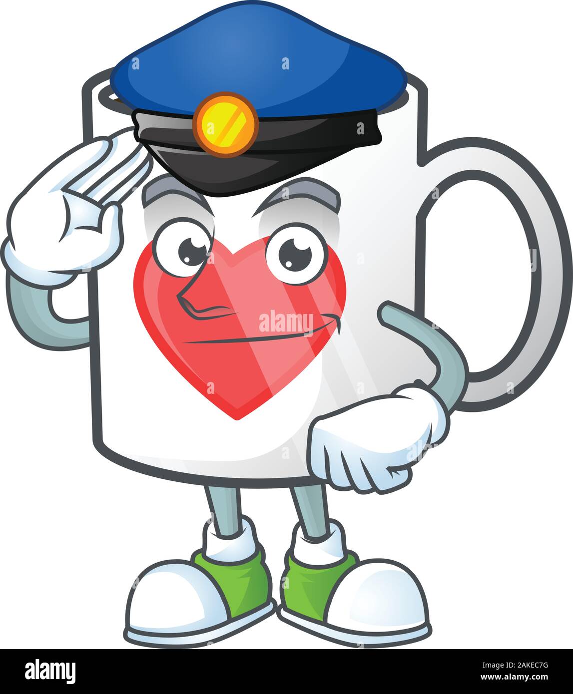 A character design of cup coffee love in a Police officer costume Stock ...