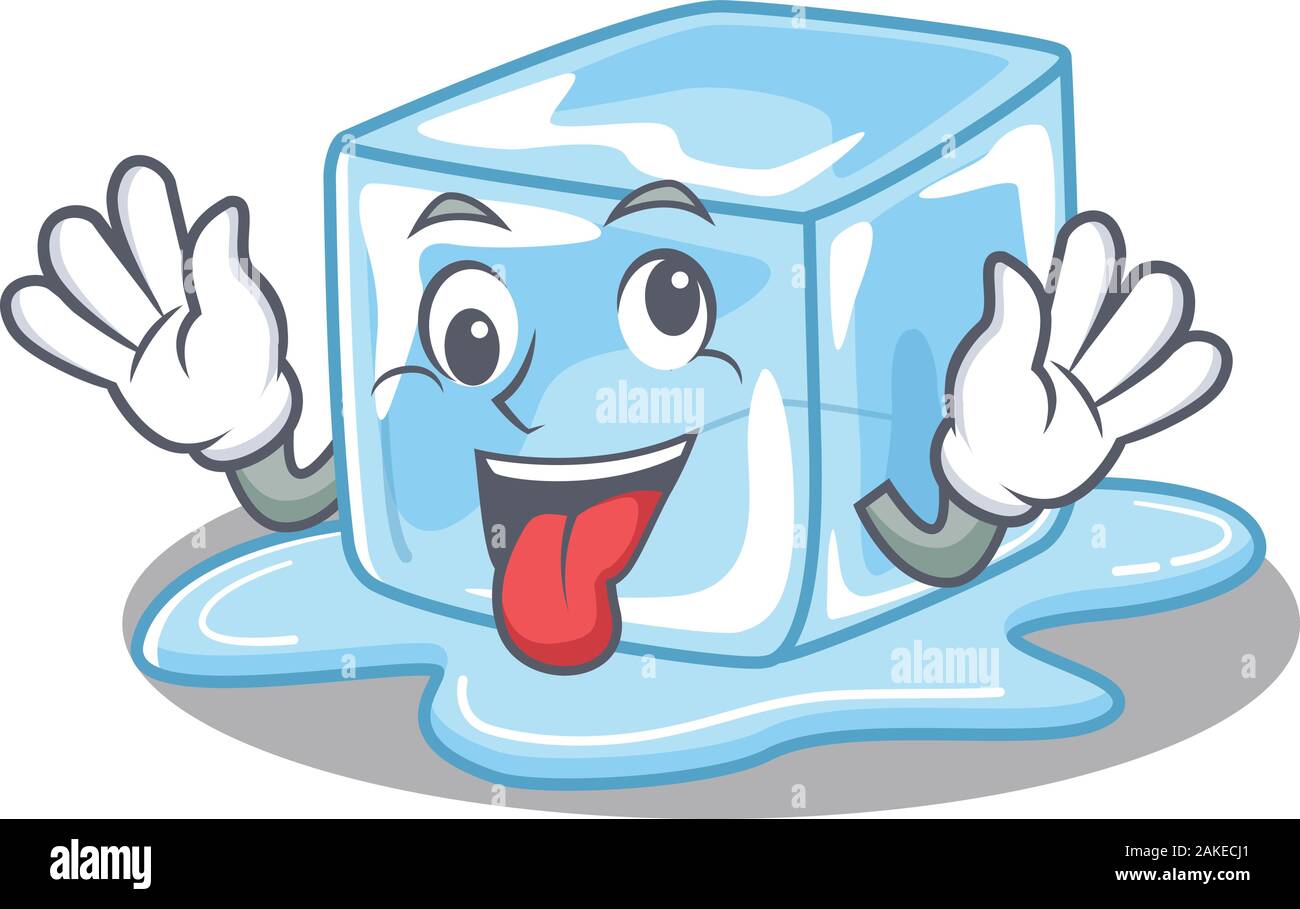 Ice cube Cartoon character style with a crazy face Stock Vector Image ...