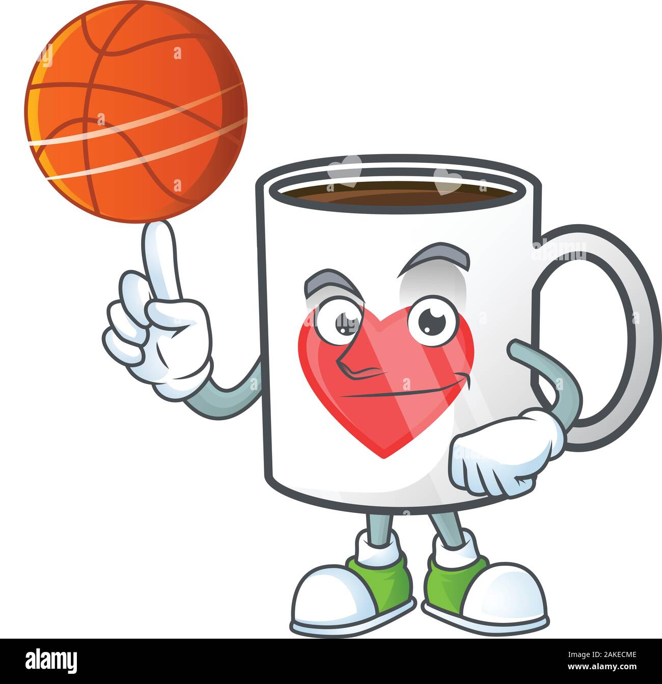 a Healthy cup coffee love cartoon character playing basketball Stock ...