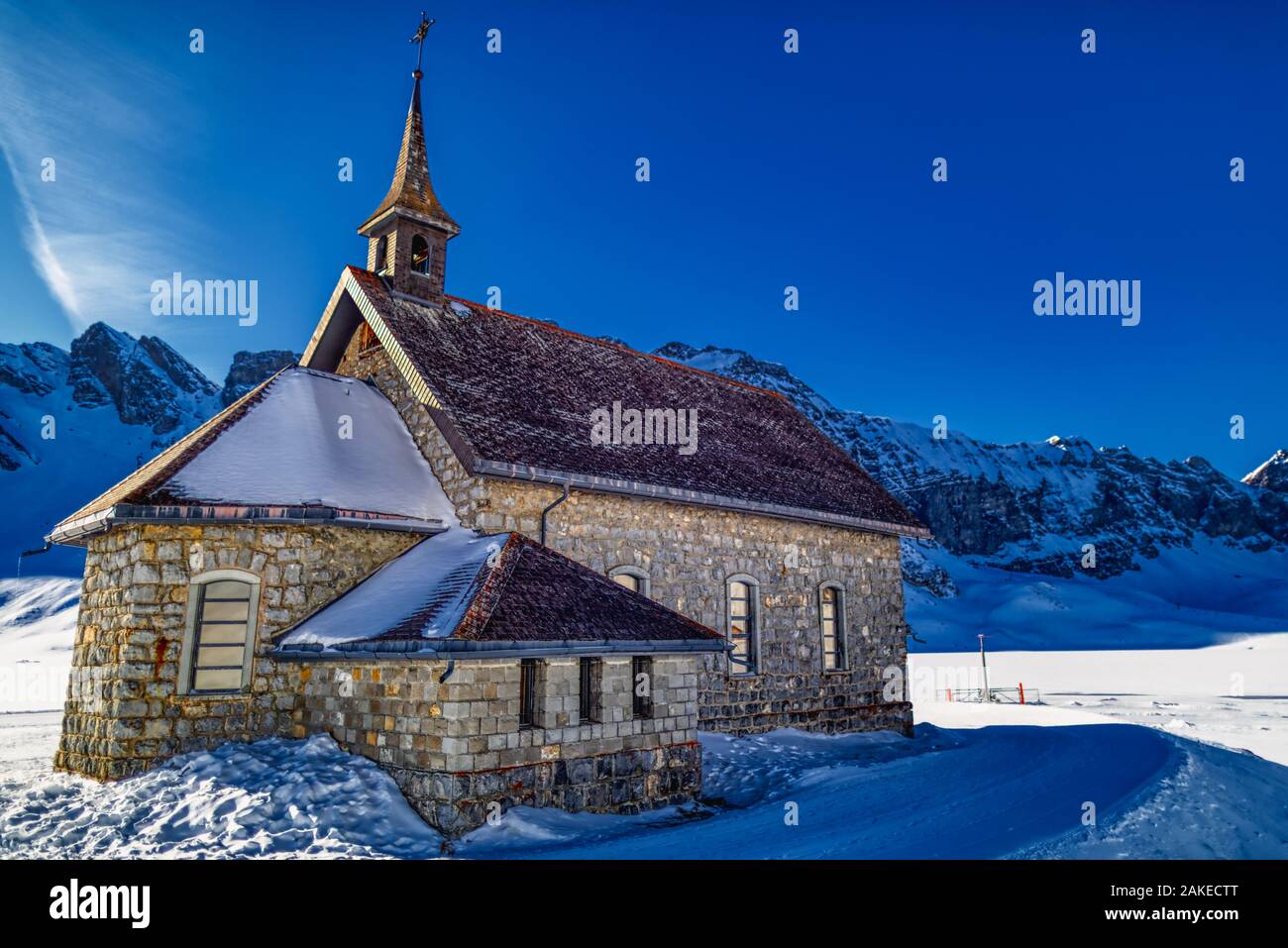 Chapel Switzerland Mountains Alps Chapel High Resolution Stock ...