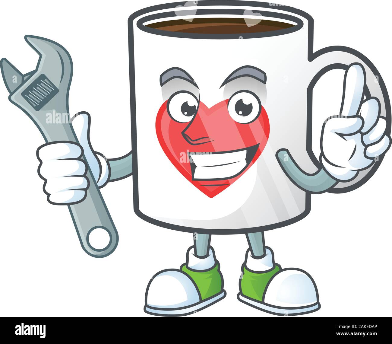 Smart Mechanic cup coffee love cartoon character design Stock Vector ...