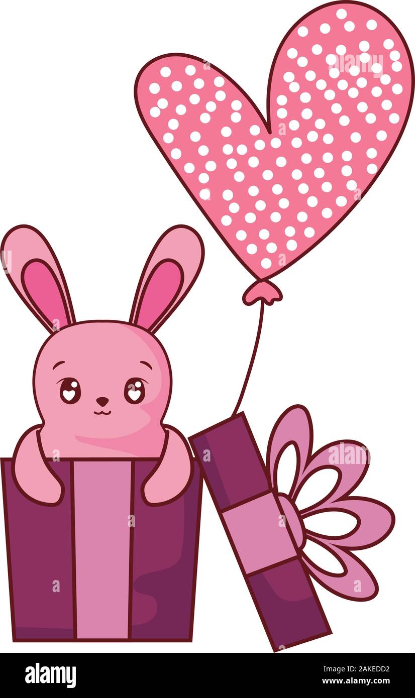 Rabbit cartoon inside gift design of love passion romantic valentines ...