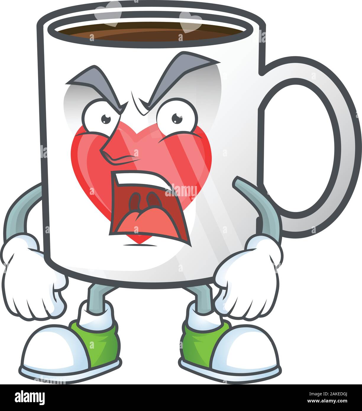 Cup coffee love cartoon character design having angry face Stock Vector ...