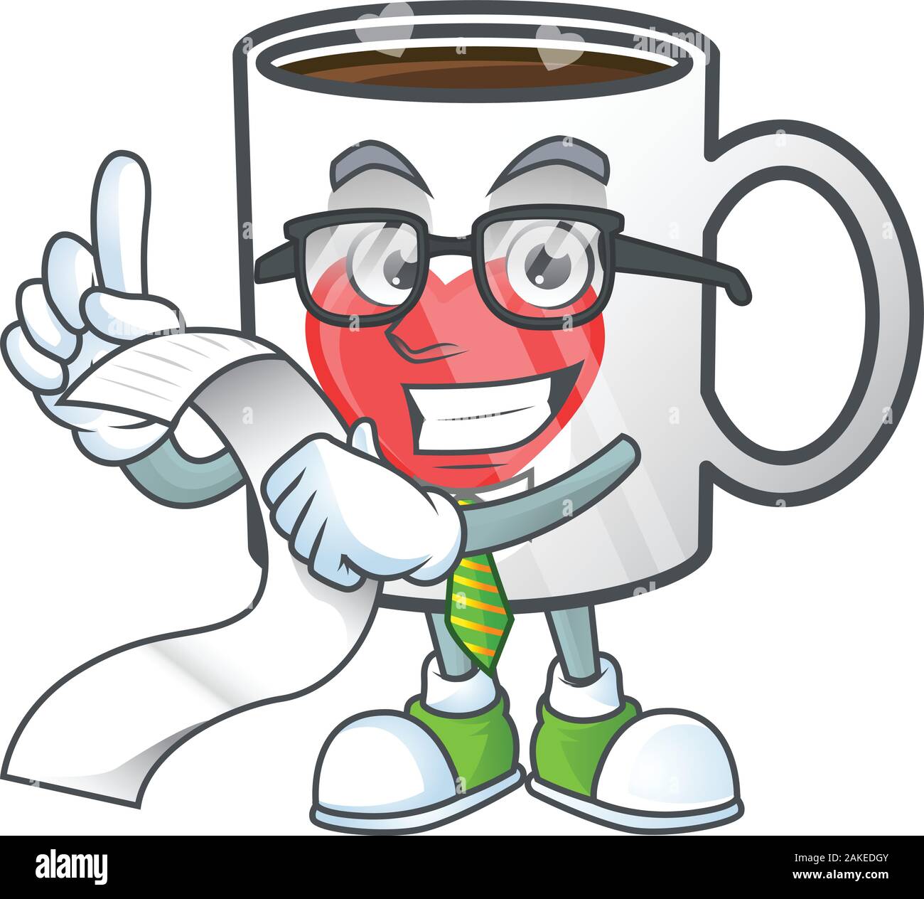 A funny cartoon character of cup coffee love with a menu Stock Vector ...
