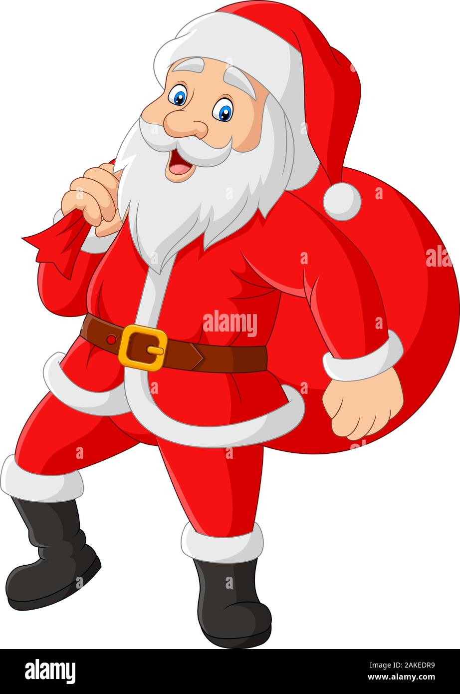 Santa holding bag presents Stock Vector Images - Alamy
